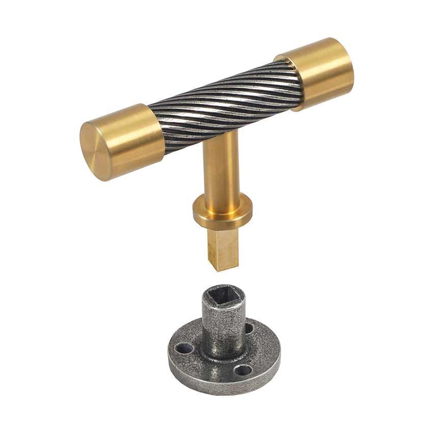 Immix Spiral Antique Gold Cabinet T Pull Door Knob - IMX3005-G at ...