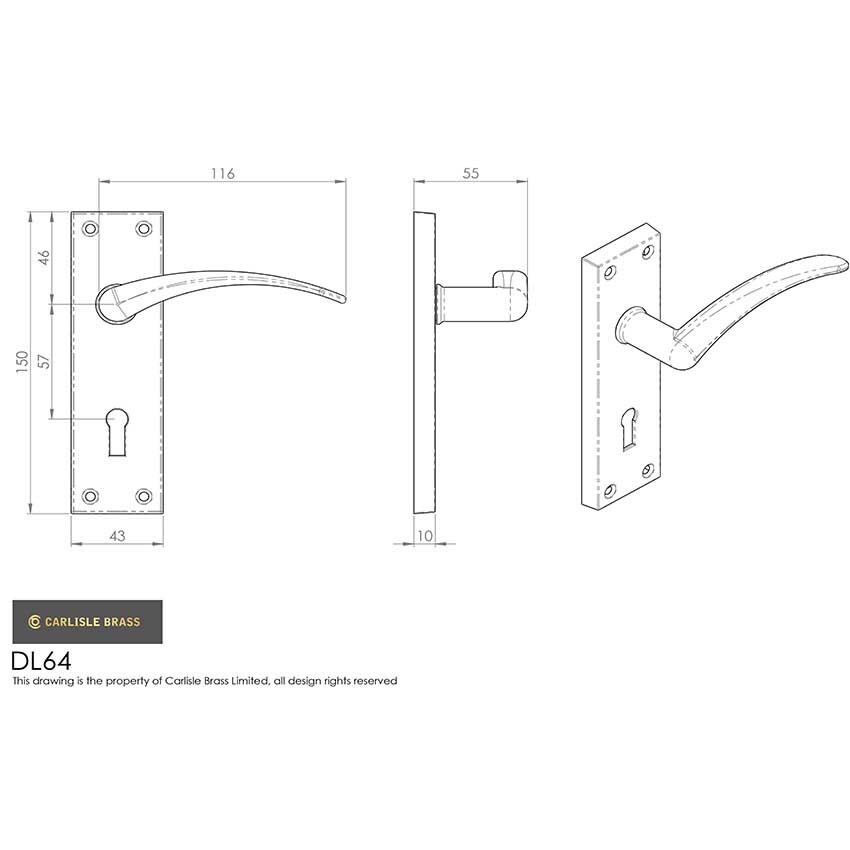 Simply Door Handles, Wing Lock Handle - DL64CP