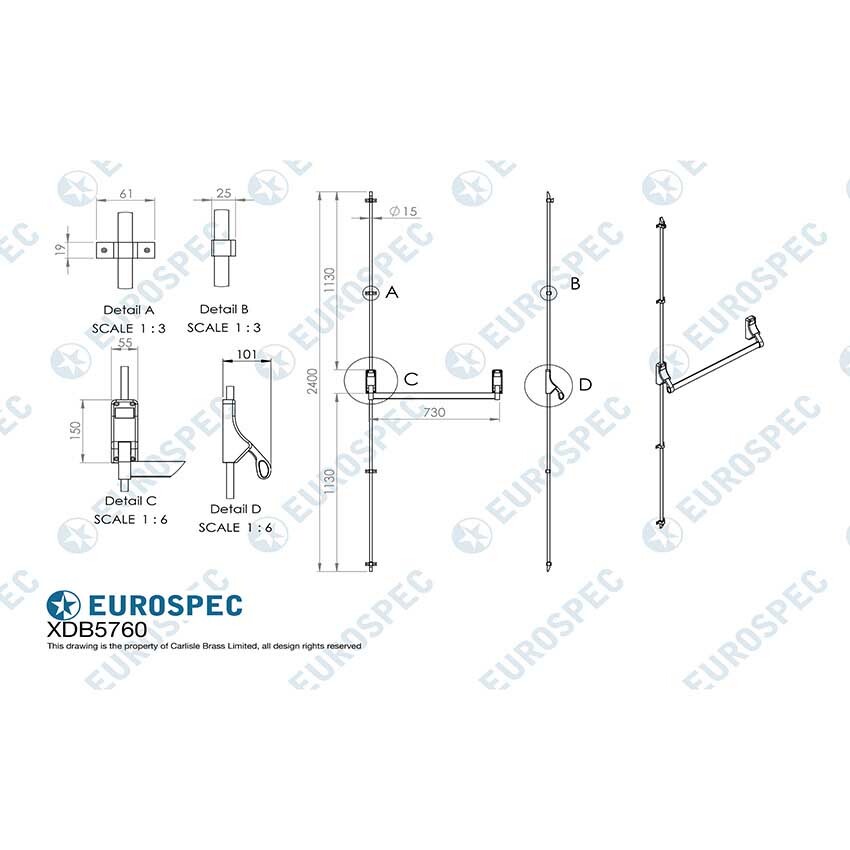 Simply Door Handles, Buy Pushbar Panic Bolt - XDB5760SV Simply Door Handles | Simply Door Handles