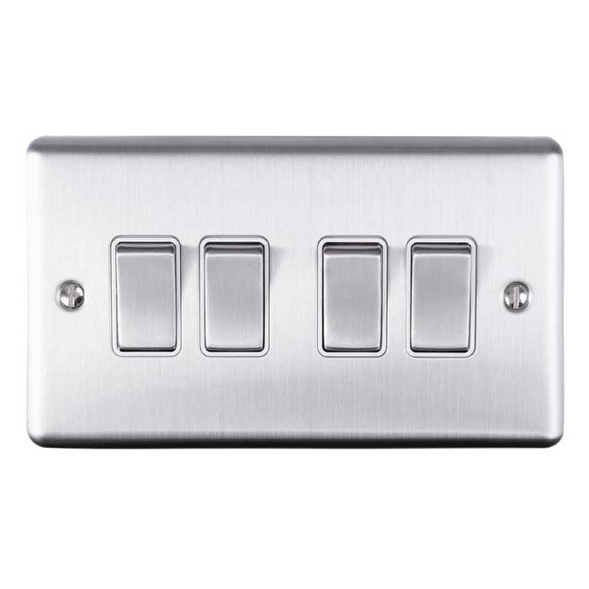 Simply Door Handles, Eurolite 4 Gang 10Amp 2Way Switch In Satin ...