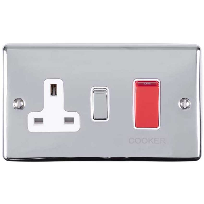 45Amp Dp Cooker Switch With 13Amp Socket in Polished Chrome ...